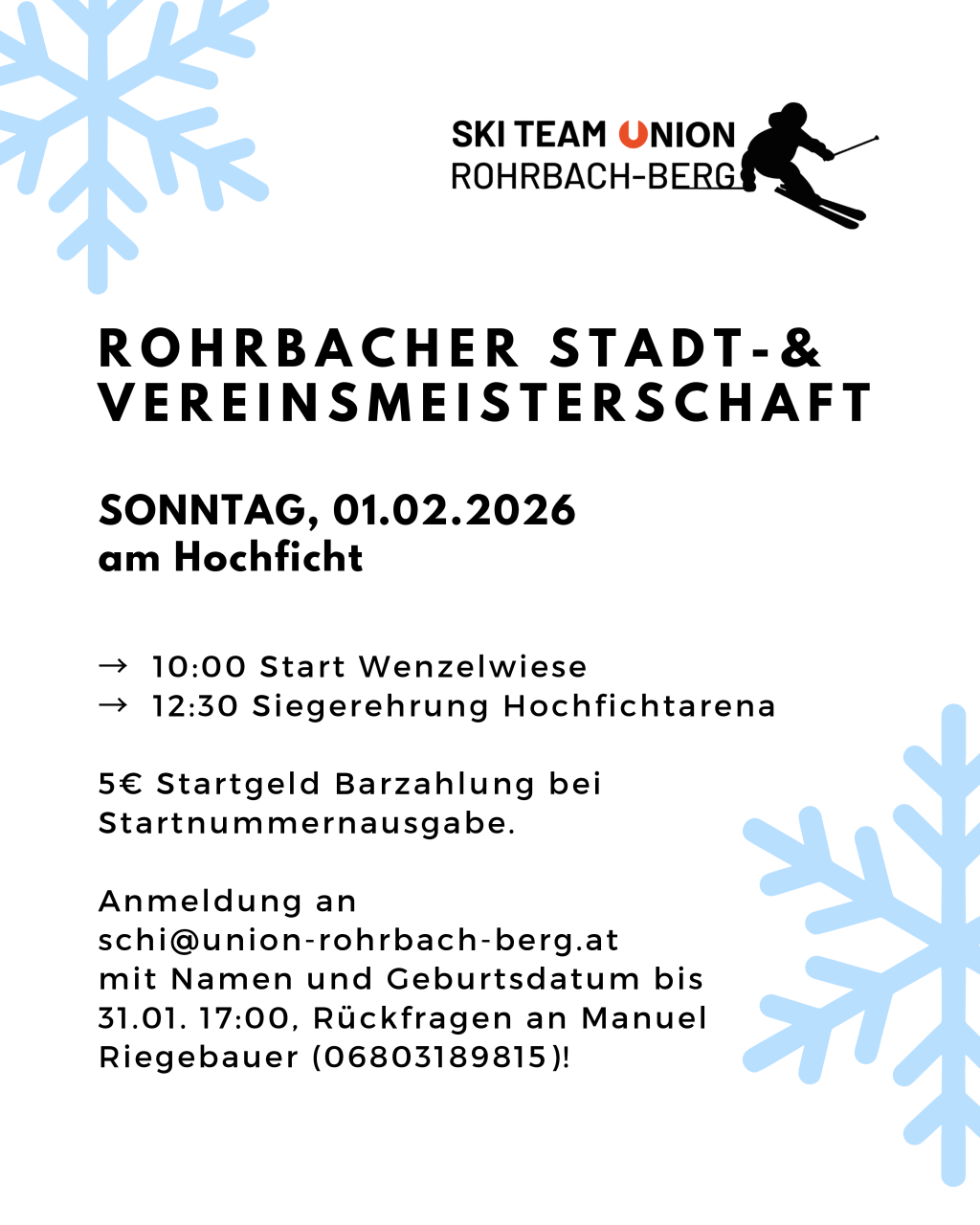 Sportunion Rohrbach-Berg - Neuigkeiten - Ski Alpin Vereinsmeisterschaft ...